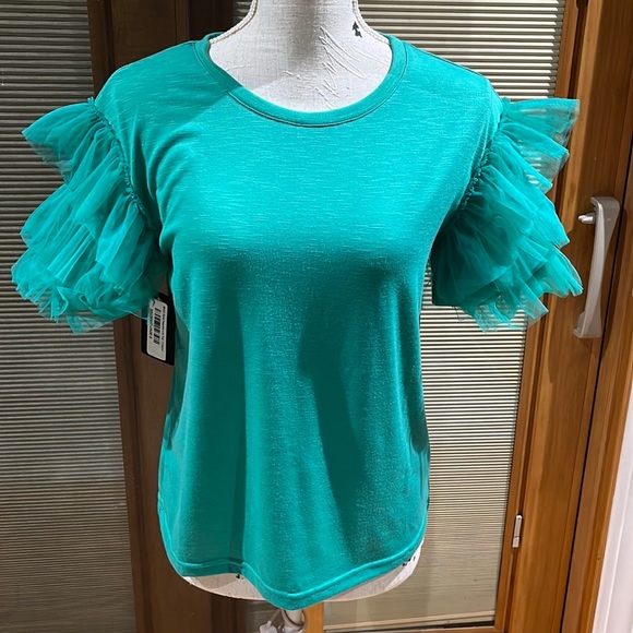 BiBi | Tops | Super Cute Bibi Top With Fun Tulle Puffy Sleeves | Poshmark